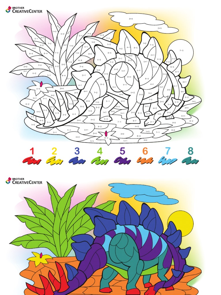 Math Coloring Number Dinosaur 1 en | PDF