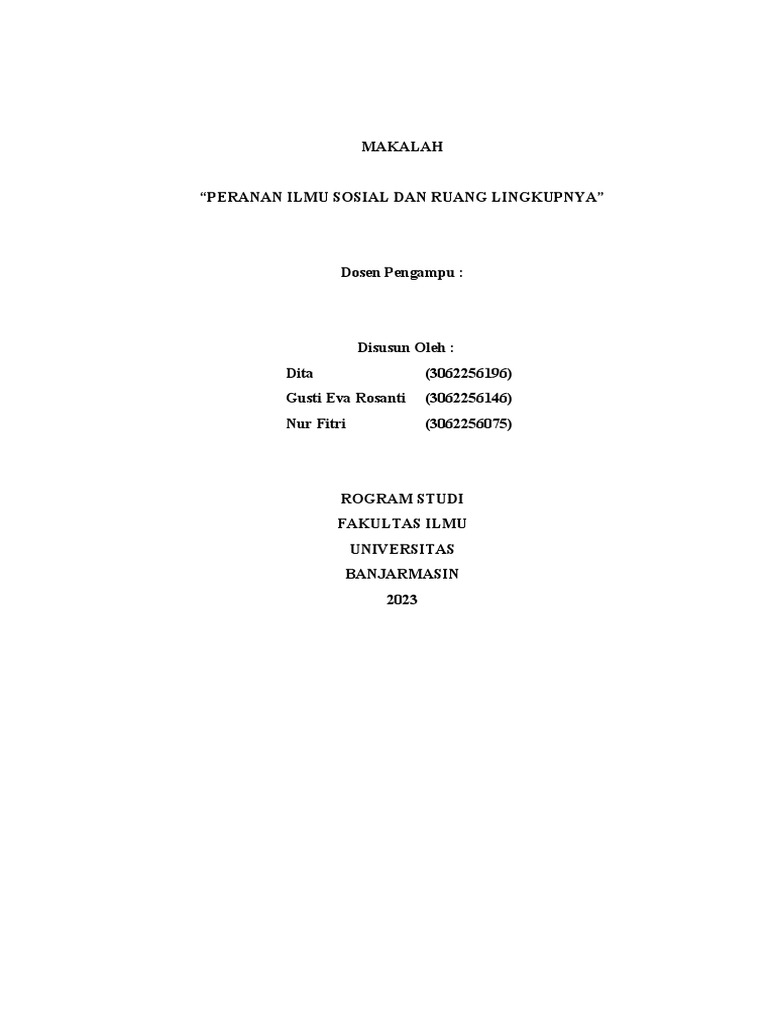 Peranan dan Ruang Lingkup Ilmu Sosial | PDF