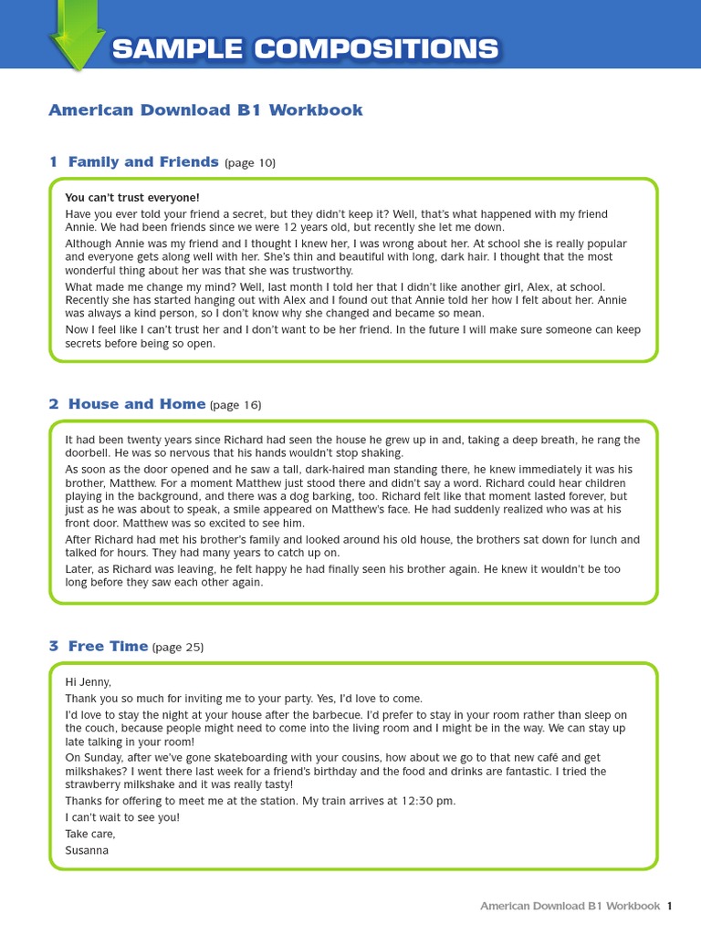 American Download B1 Workbook Sample Compositions | PDF | Waiting Staff | Hamburgers