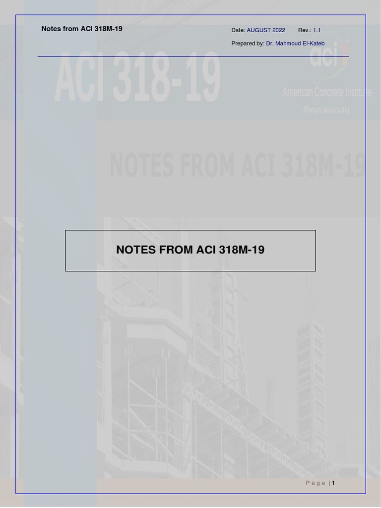 Notes ACI 318 | PDF | Strength Of Materials | Beam (Structure)