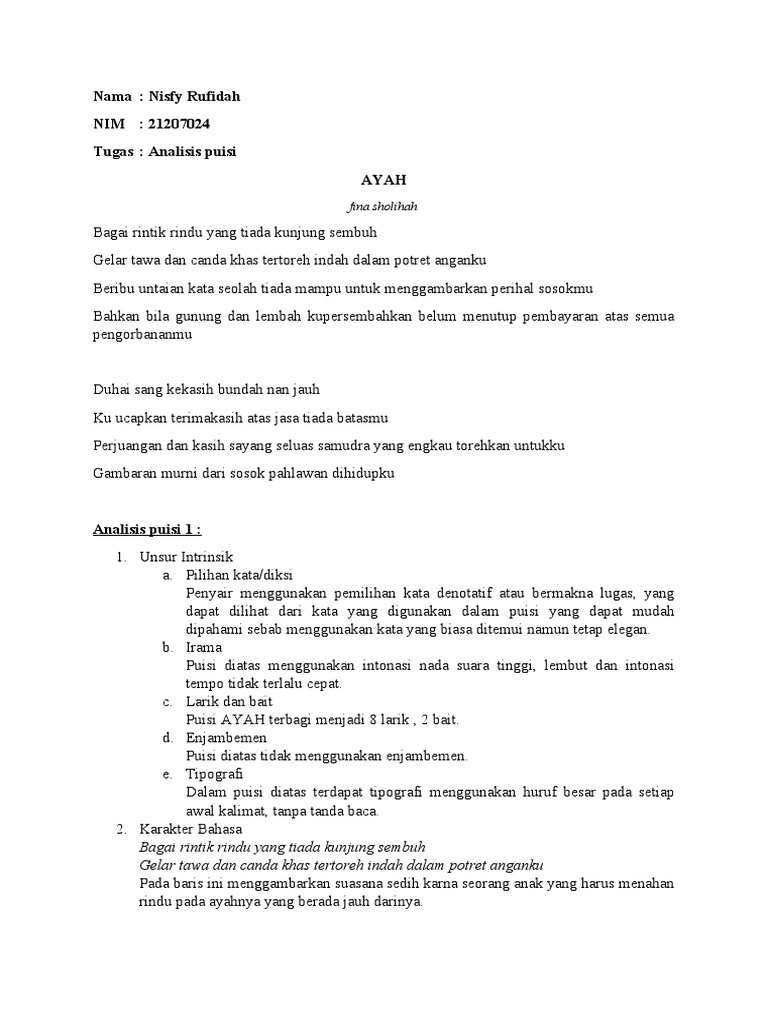 Analisis Puisi "Ayah" | PDF
