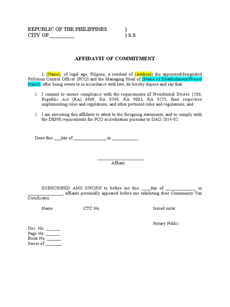 D. Annex-E-Affidavit-Of-Commitment | PDF