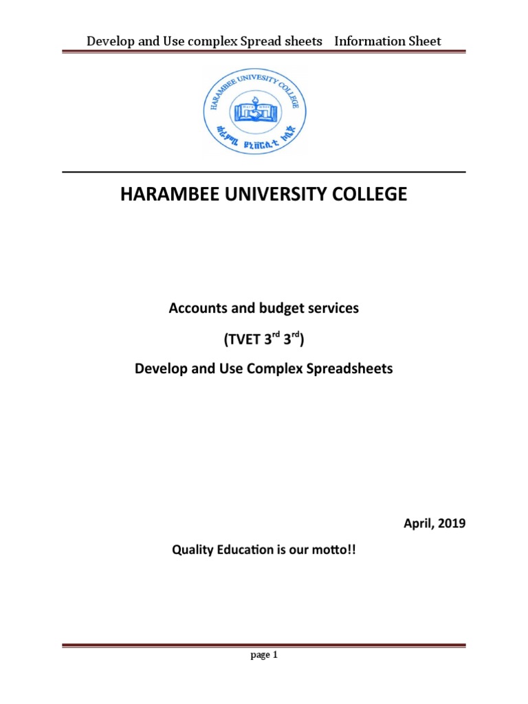 Develop and Use Complex Spreadsheets Module Main | PDF | Spreadsheet | Page Layout