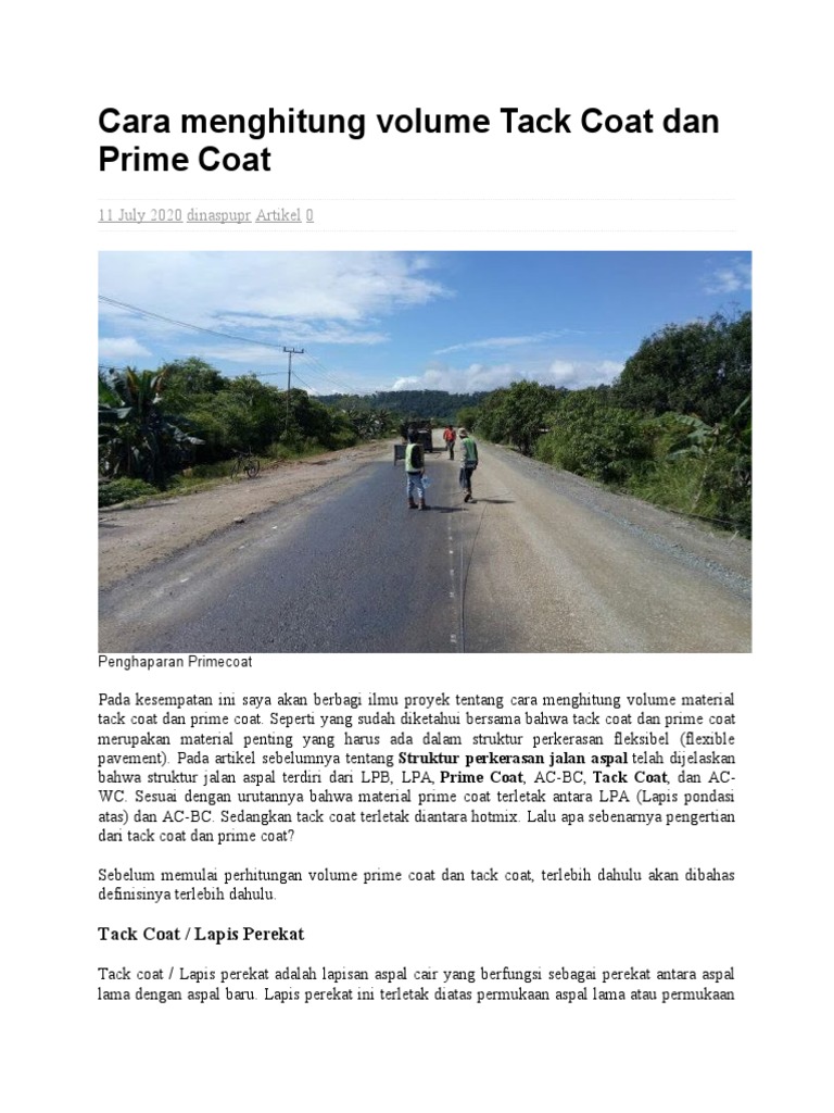 Hitung Volume Tack & Prime Coat | PDF | Teknologi & Rekayasa