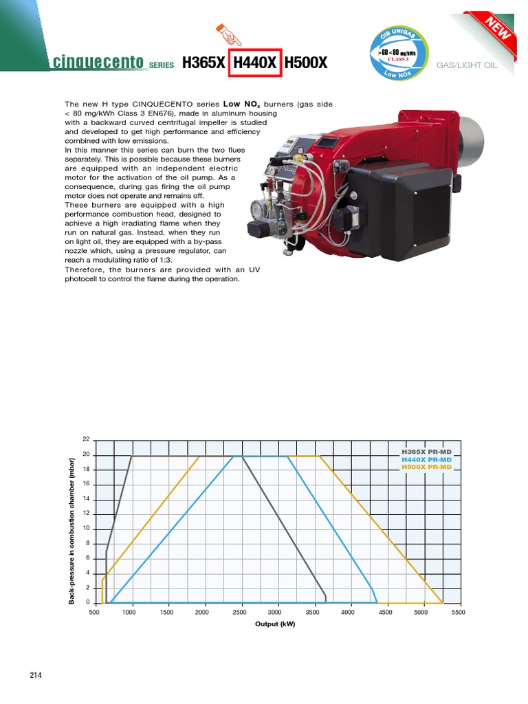 Cinquecento Series Low NOx Burners | PDF | Alternating Current | Gas Technologies