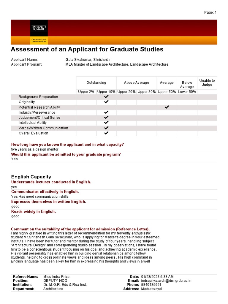 OGPS Referee Assessment | PDF | Communication | University And College ... OGPS Referee Assessment | PDF | Communication | University And College ...