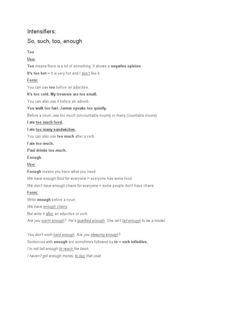 Intensifiers | PDF