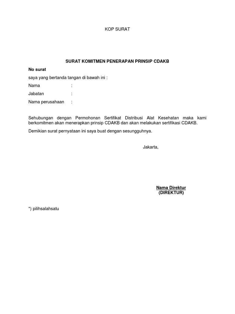 PT. LGE 5. Surat Komitmen Penerapan Prinsip CDAKB PDF | PDF