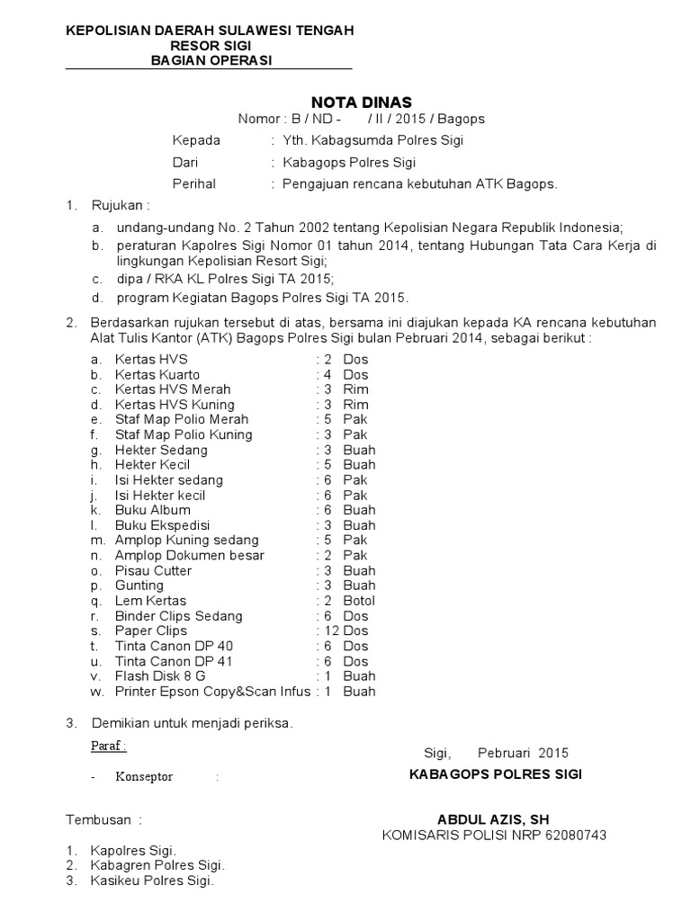 Nota Dinas Renbut Atk Ke Sumda | PDF