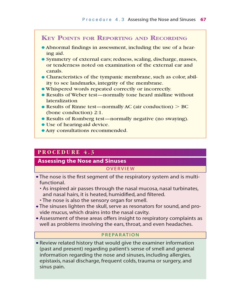 Sinus and Nose Assessment Guide | PDF | Human Nose | Senses