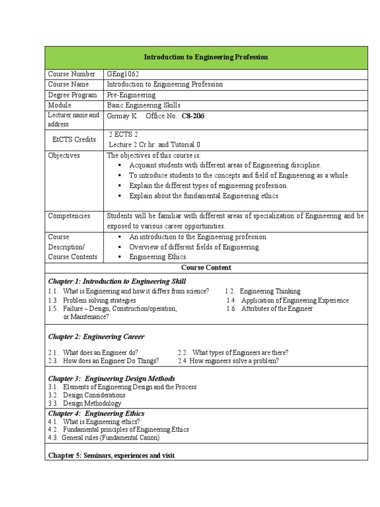 Introduction To Engineering Profession | PDF