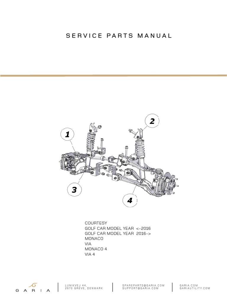 Garia Golf Cart Service Parts Manual | PDF | Axle | Vehicles