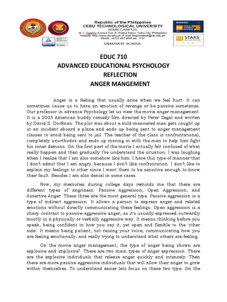 Reflection Anger Management | PDF | Anger | Aggression