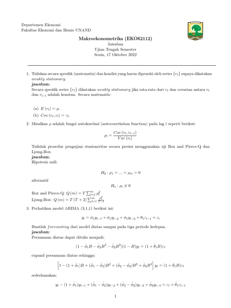 Anskey UTS Macroeconometrics | PDF