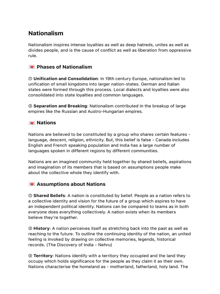 Nationalism (Political Theory Class 11 NCERT) | PDF | Minority Group ...