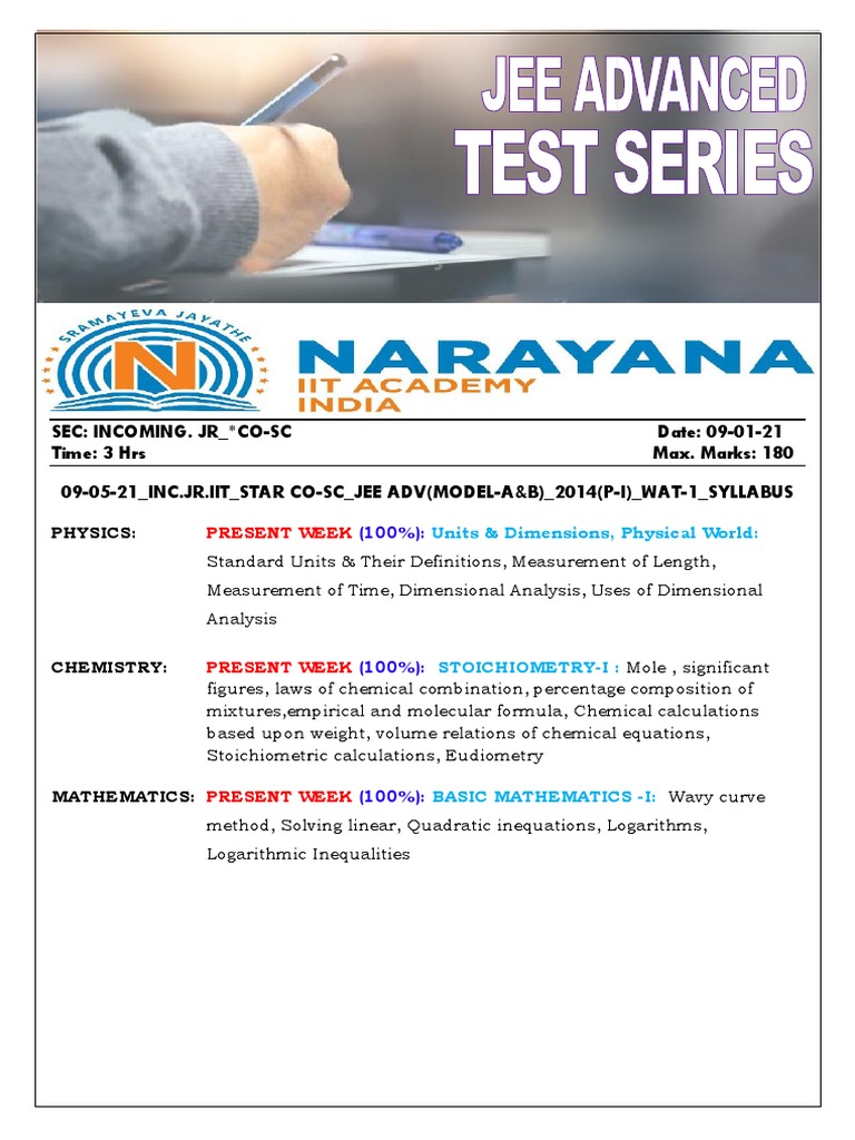 JEE Advanced Syllabus Overview 2021 | PDF | Equations | Vector Space