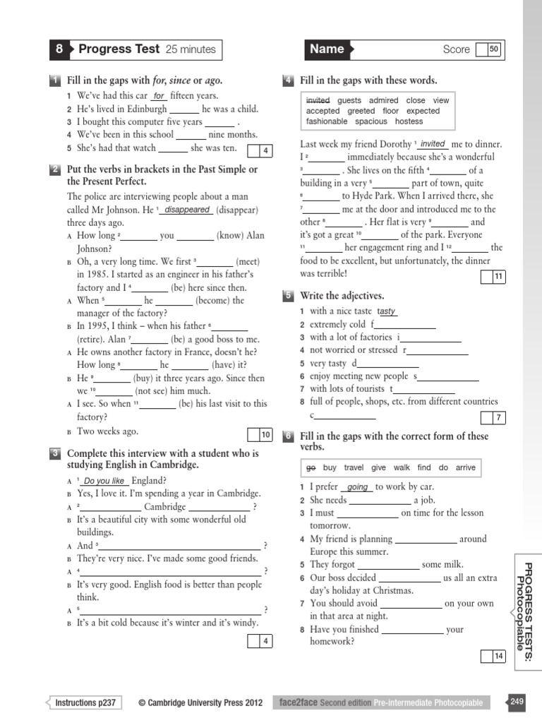 Dokumen - Tips - 8 Progress Test 25 Minutes p237 Cambridge University ...