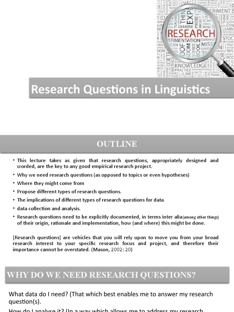 Key Aspects of Linguistic Research Questions | PDF | Question | Teachers
