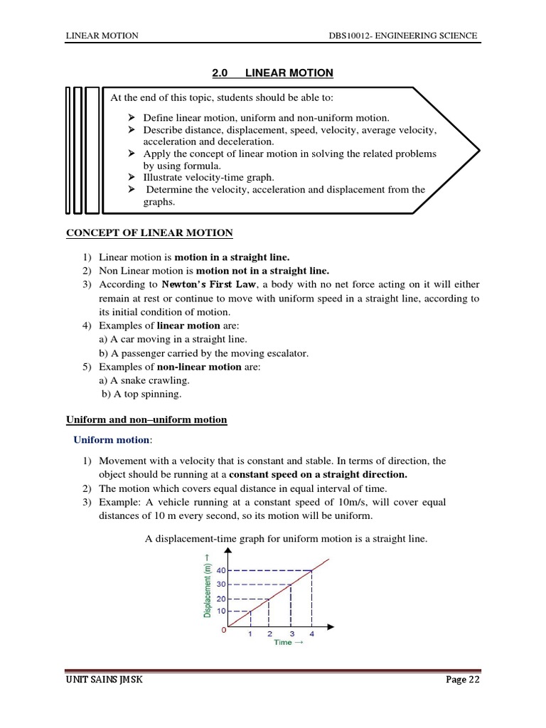 Chapter 2 Linear Motion | PDF | Velocity | Acceleration