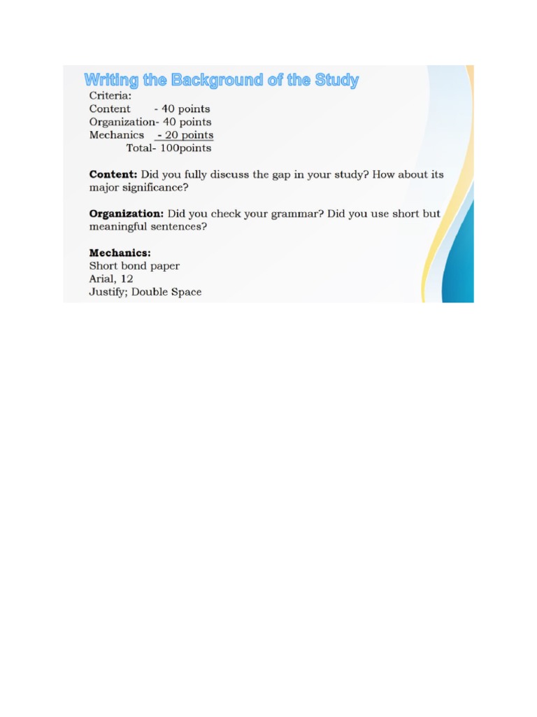 Criteria in Writing The Background of Research Study | PDF