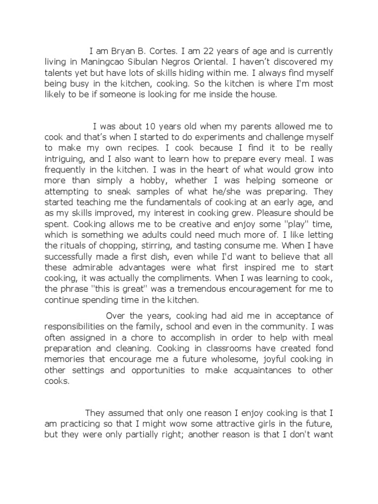 300-Word Cooking Essay | PDF