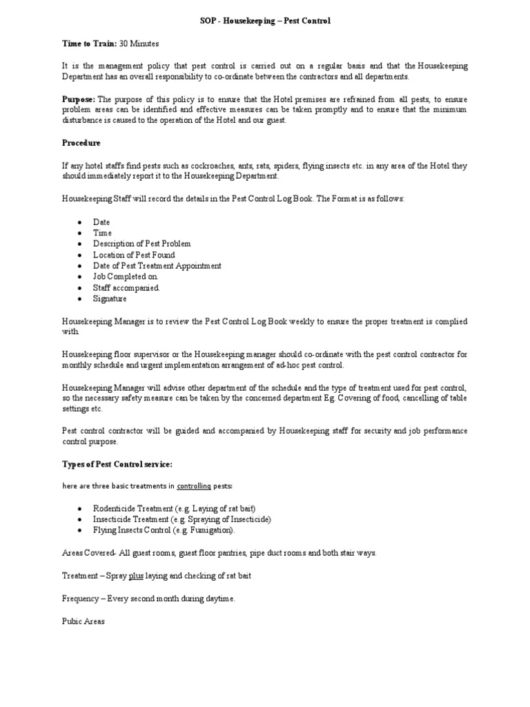 SOP Pest Controlling | PDF | Pest Control | Pest (Organism)