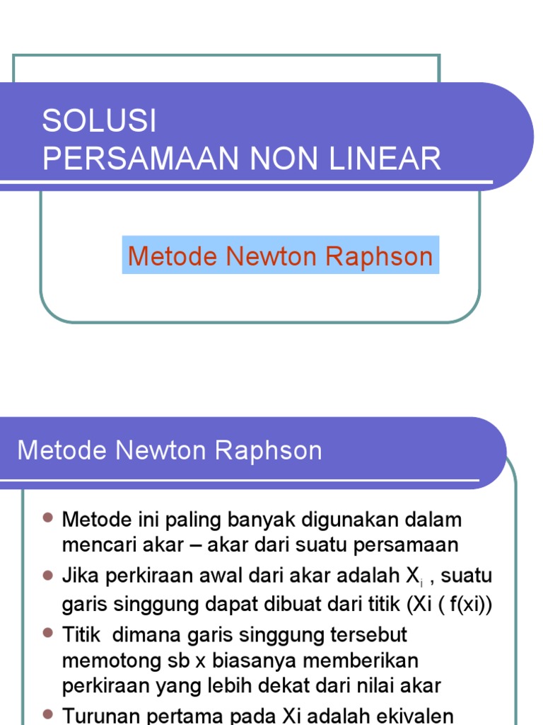 Metode Newton Raphson: Solusi Persamaan Non-Linear | PDF | Metode ...