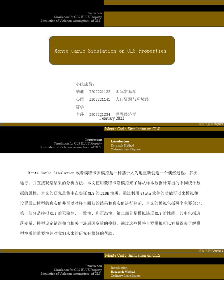Monte Carlo Simulation On Ols Pdf