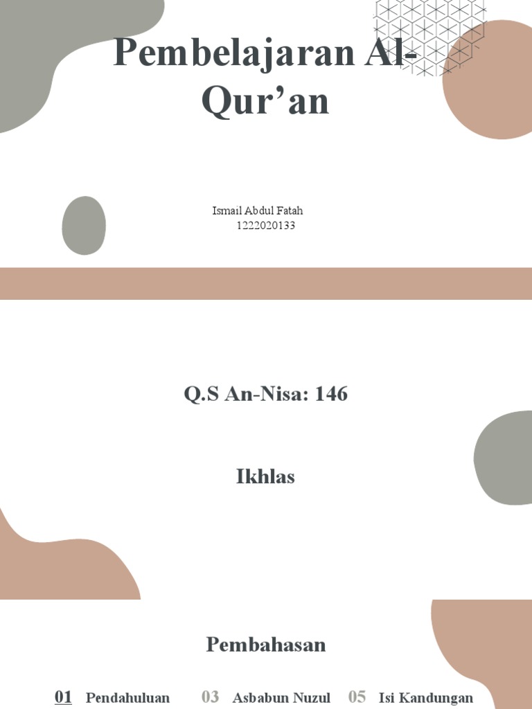 (Ikhlas) Q.S An-Nisa 146 | PDF