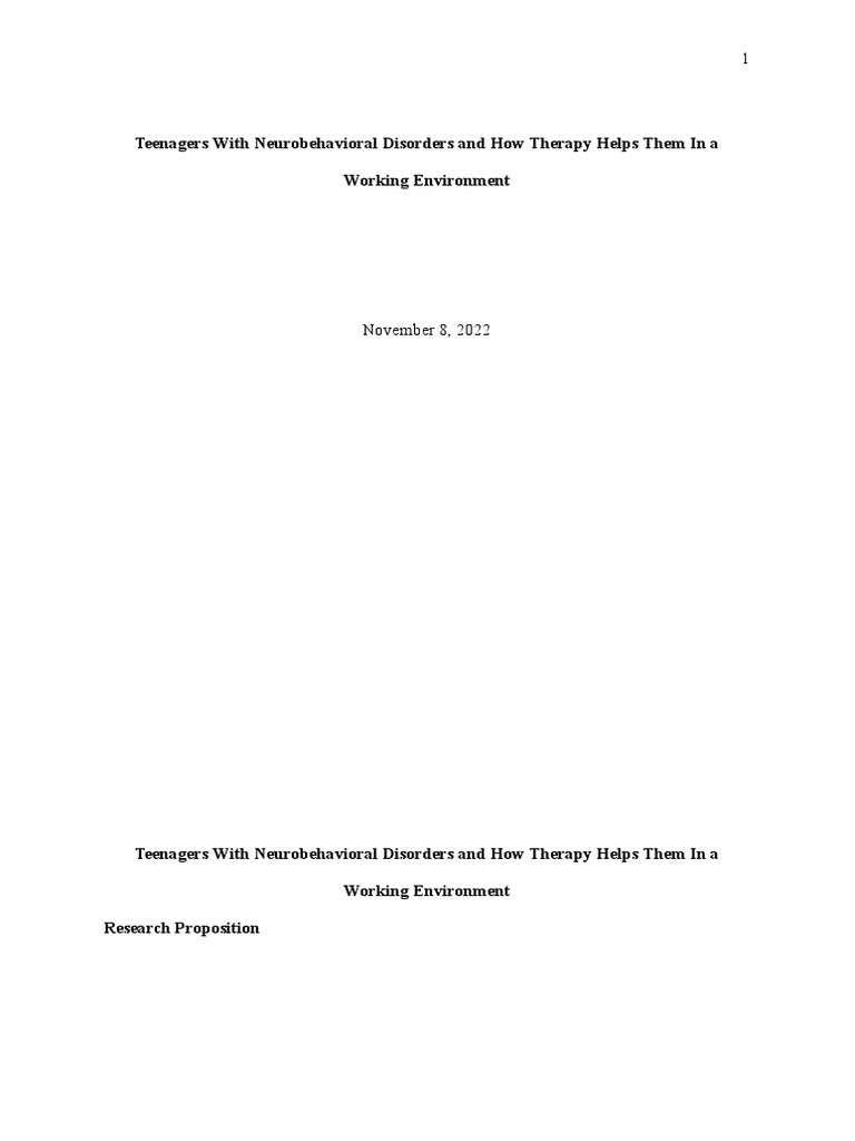 Teenagers With Neurobehavioral Disorders and How Therapy Helps Them in ...