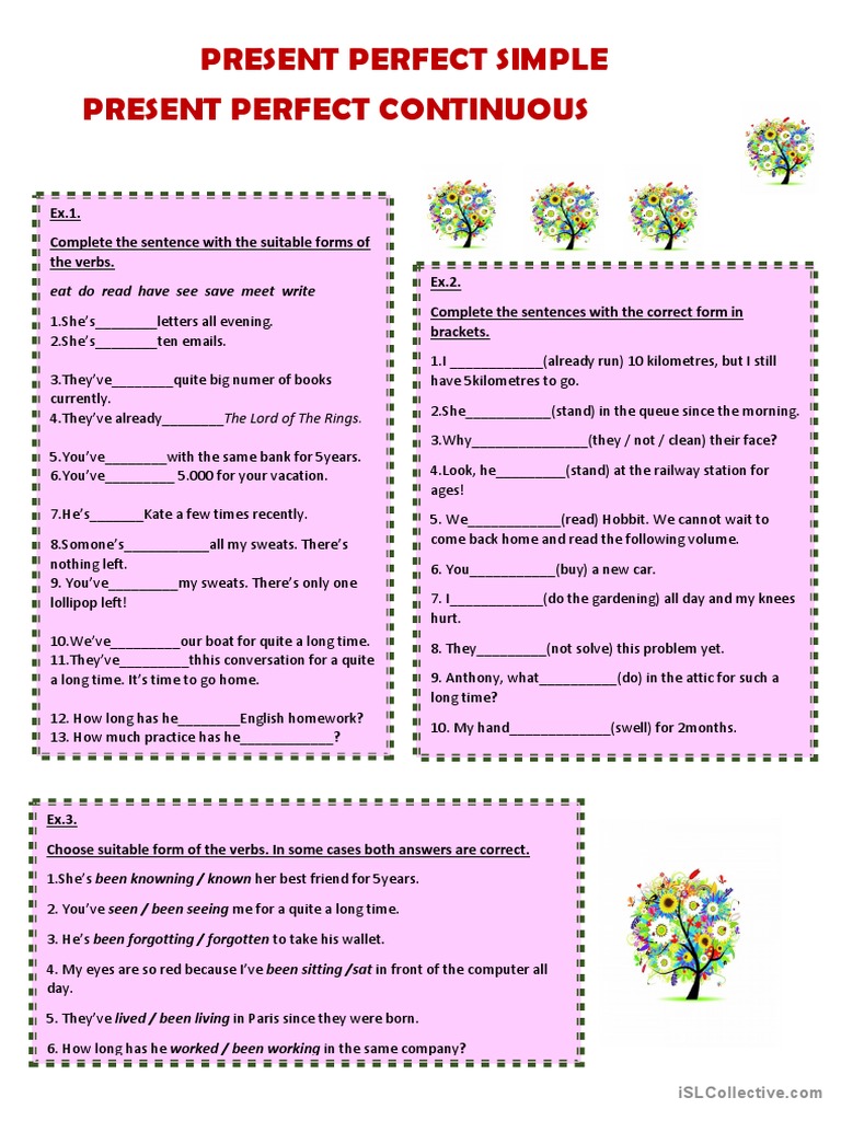 Present Perfect Simple and Continuous | PDF | Syntax | Linguistic Morphology