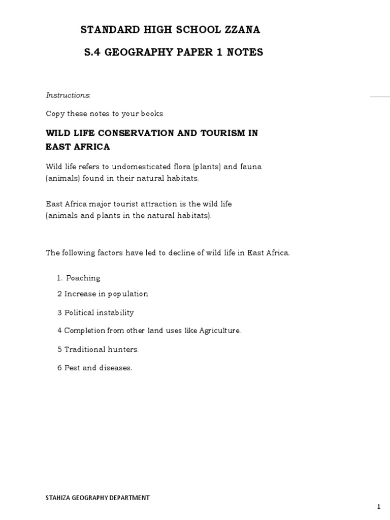 S4 Geography Paper 1 Notes Standard High School Zzana PDF | Download ...