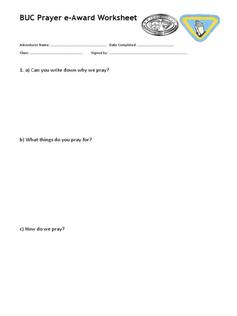 Adventurer Prayer Activity Guide | PDF