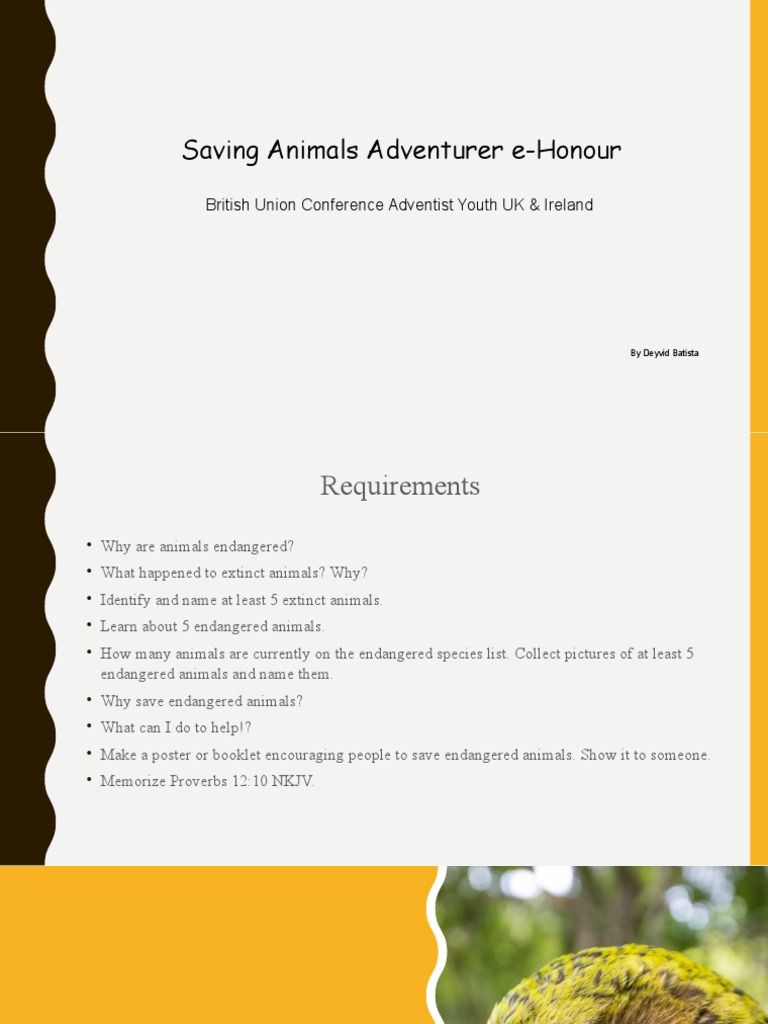 Saving Animals E-Award Presentation | PDF | Human | Habitat