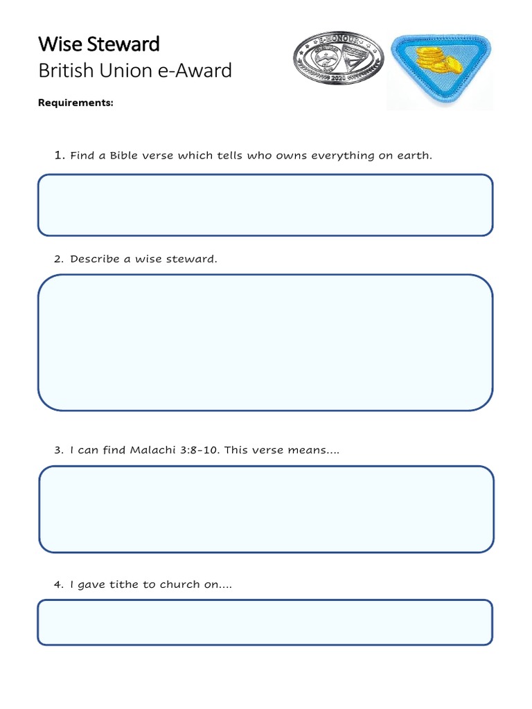 Wise Steward E-Award Worksheet | PDF