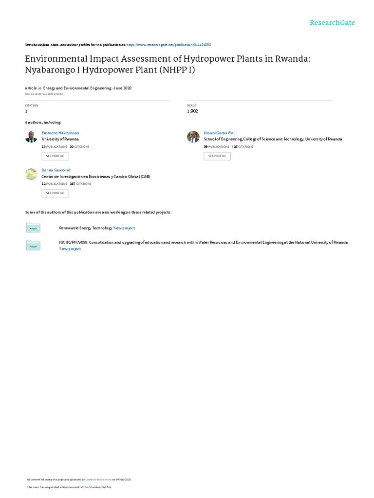Environmental Impact Assessmentof Hydropower Plantsin Rwanda Nyabarongo IHydropower Plant NHPPI ...