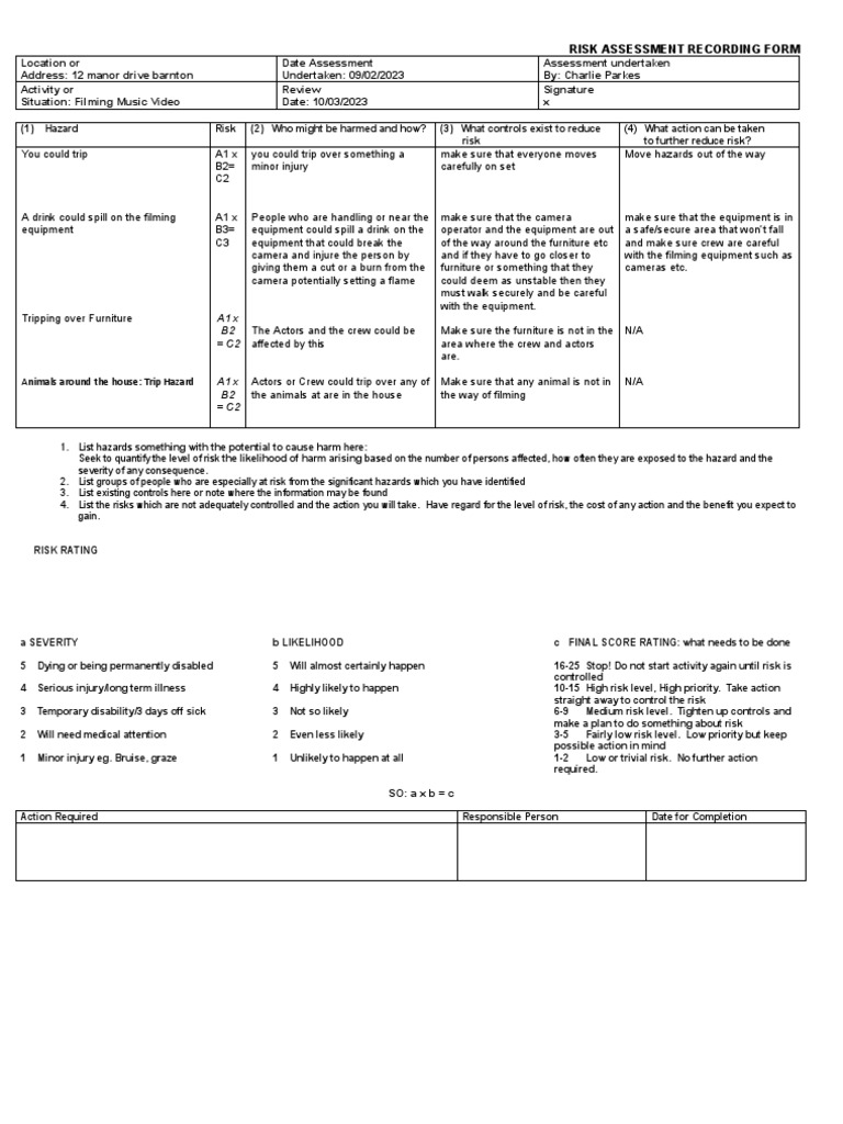 Risk Assesment - House | PDF | Risk | Hazards