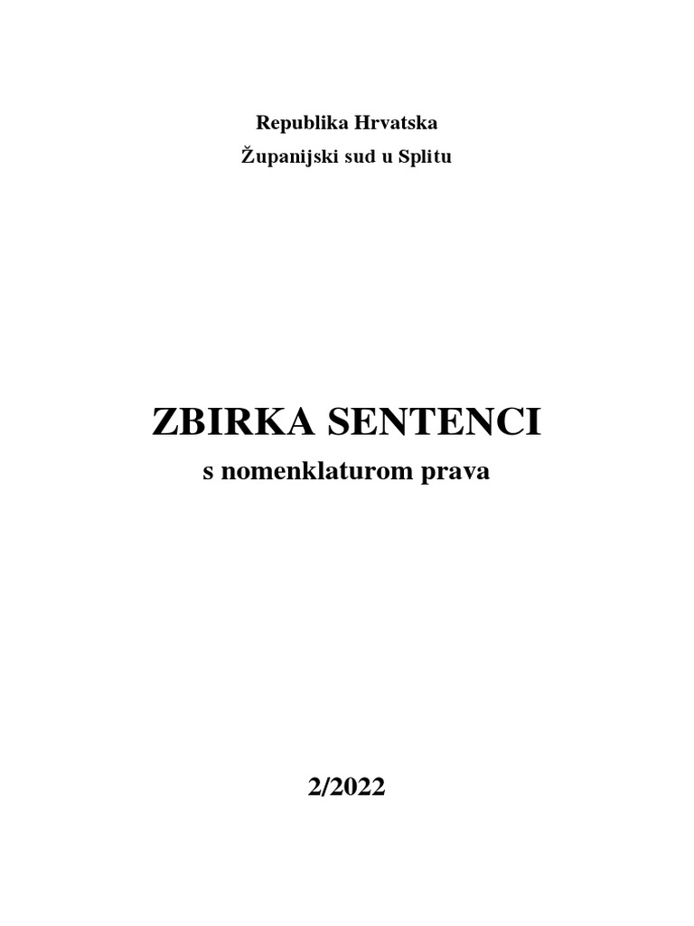 Zbirka Sentenci 2-2022 | PDF