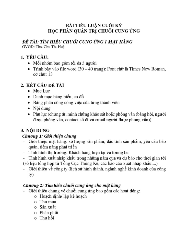 De Bai Tieu Luan Cuoi Ky - SV | PDF