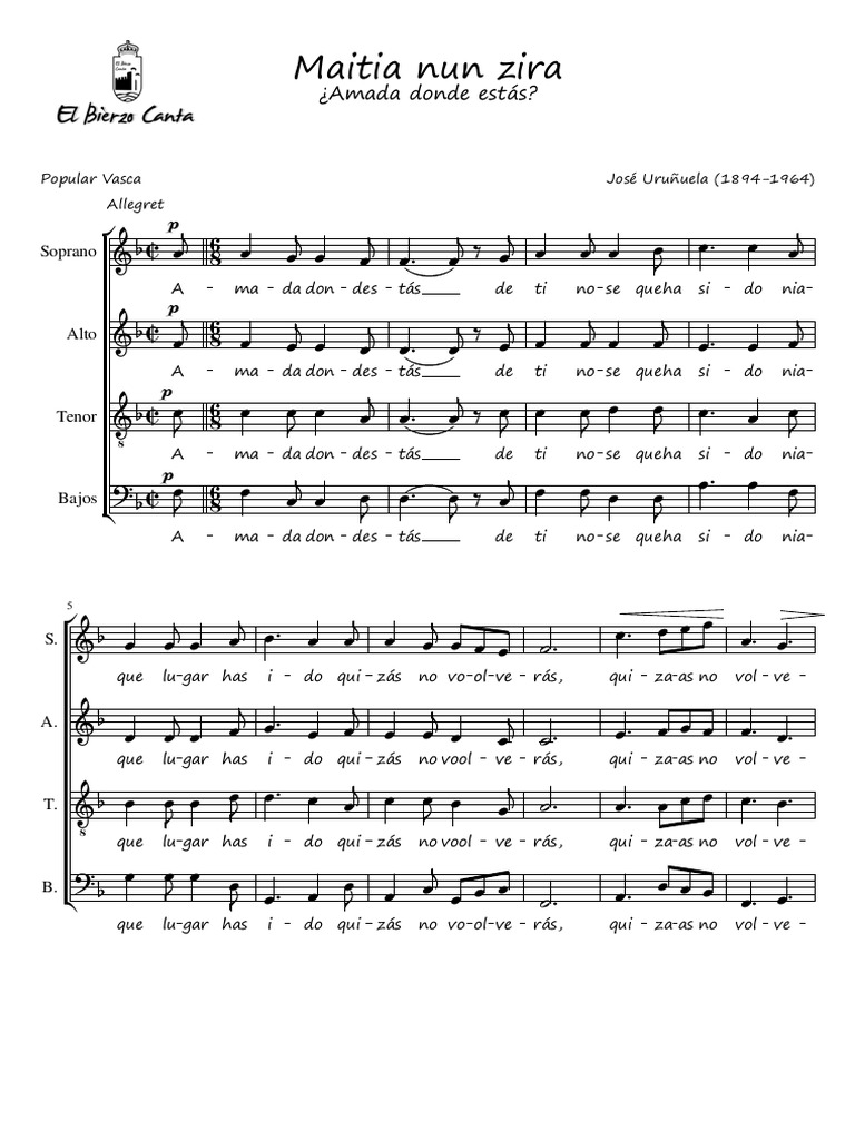 Maitia Nun Zira. - Partitura EBC | PDF