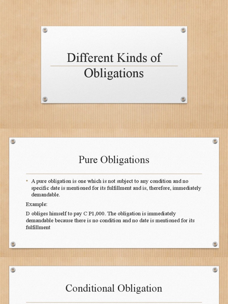 Different Kinds of Obligations | PDF | Law Of Obligations | Debtor