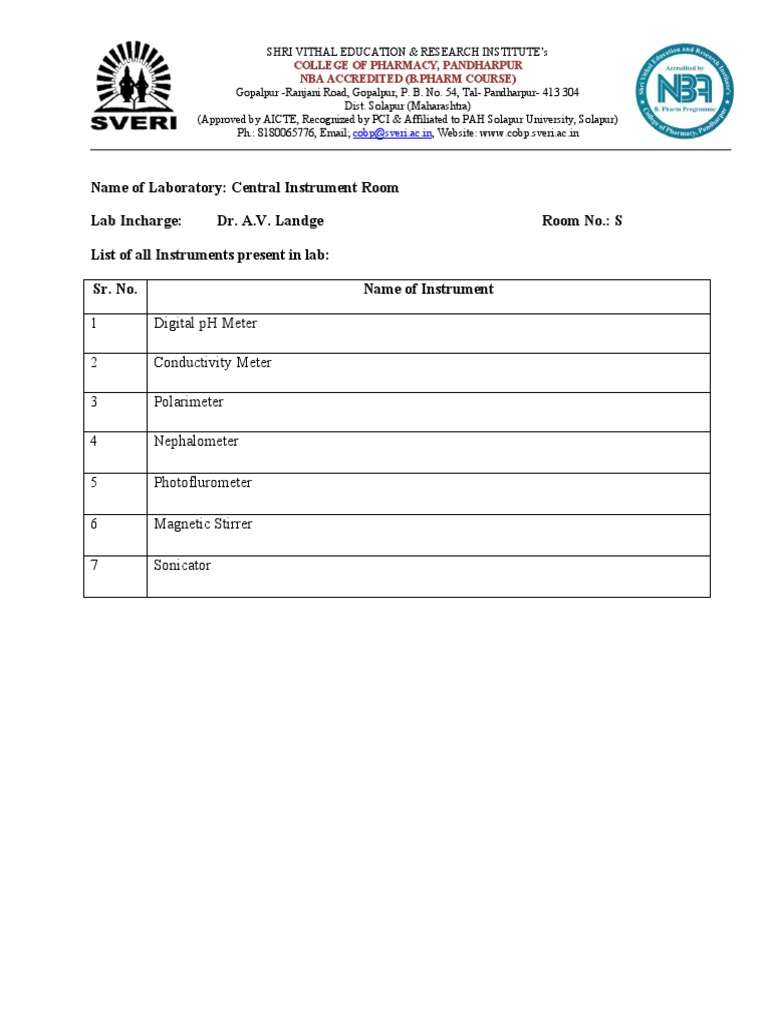 Central Instrument Room Overview | PDF | Ph | Light Emitting Diode