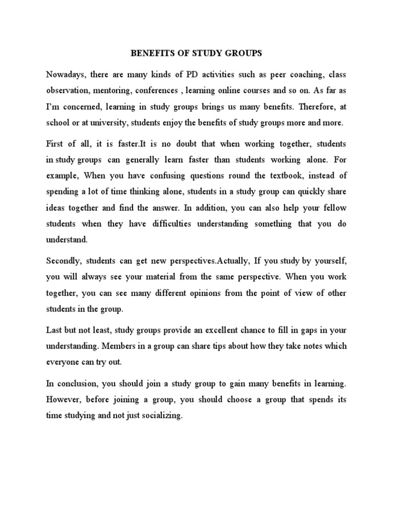Benefits of Study Groups | PDF
