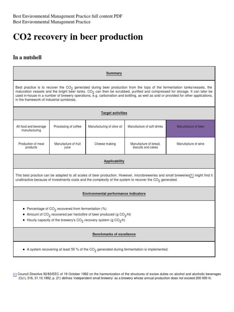 CO2 Recovery in Beer Production | PDF | Carbon Dioxide | Beer