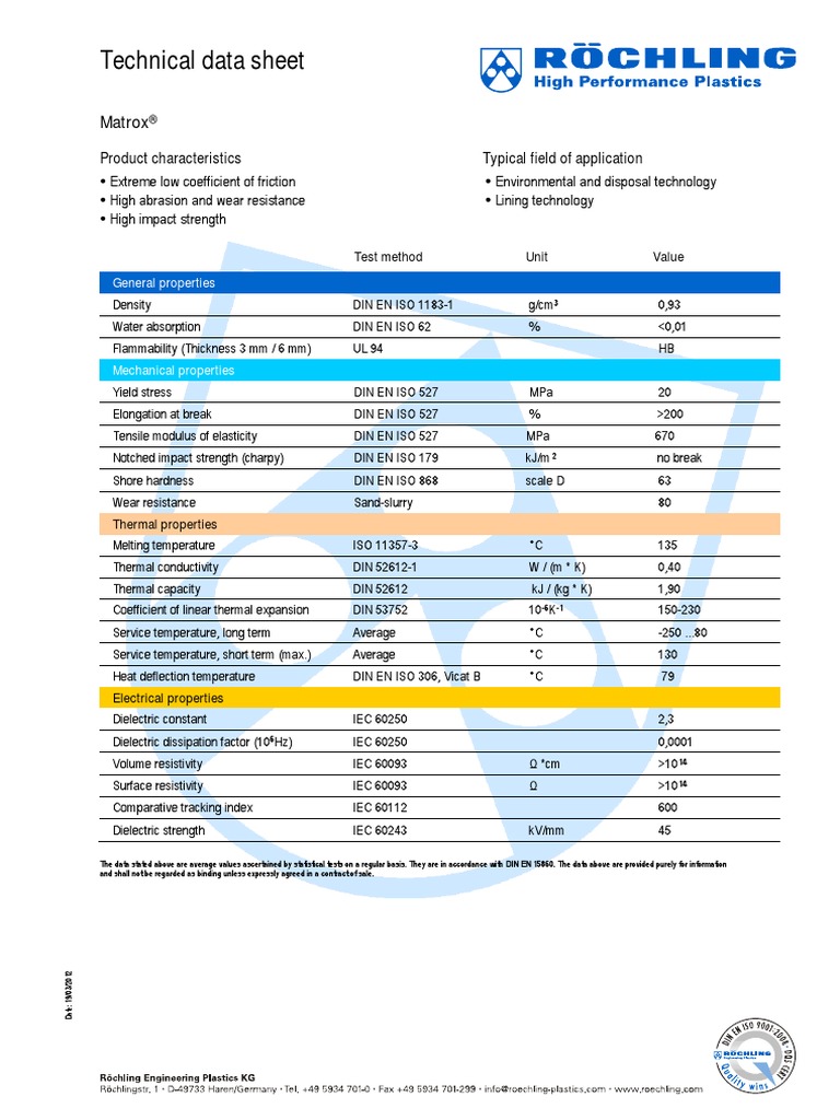 Datasheet Matrox EN | PDF | Strength Of Materials | Wear