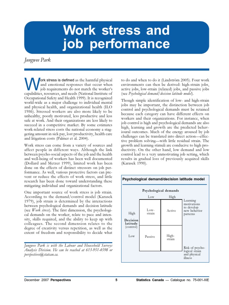 Work Stress & Job Performance | PDF | Occupational Stress | Social Support