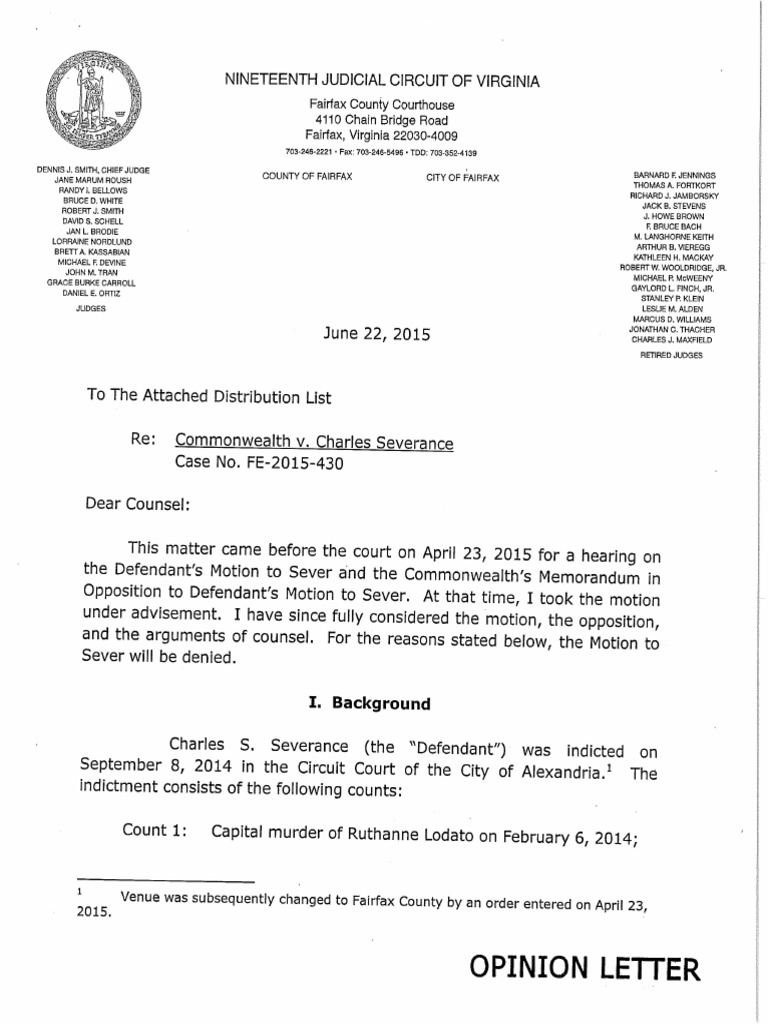 Opinion on Motion to Sever in VA Case | PDF | Bullet | Crimes