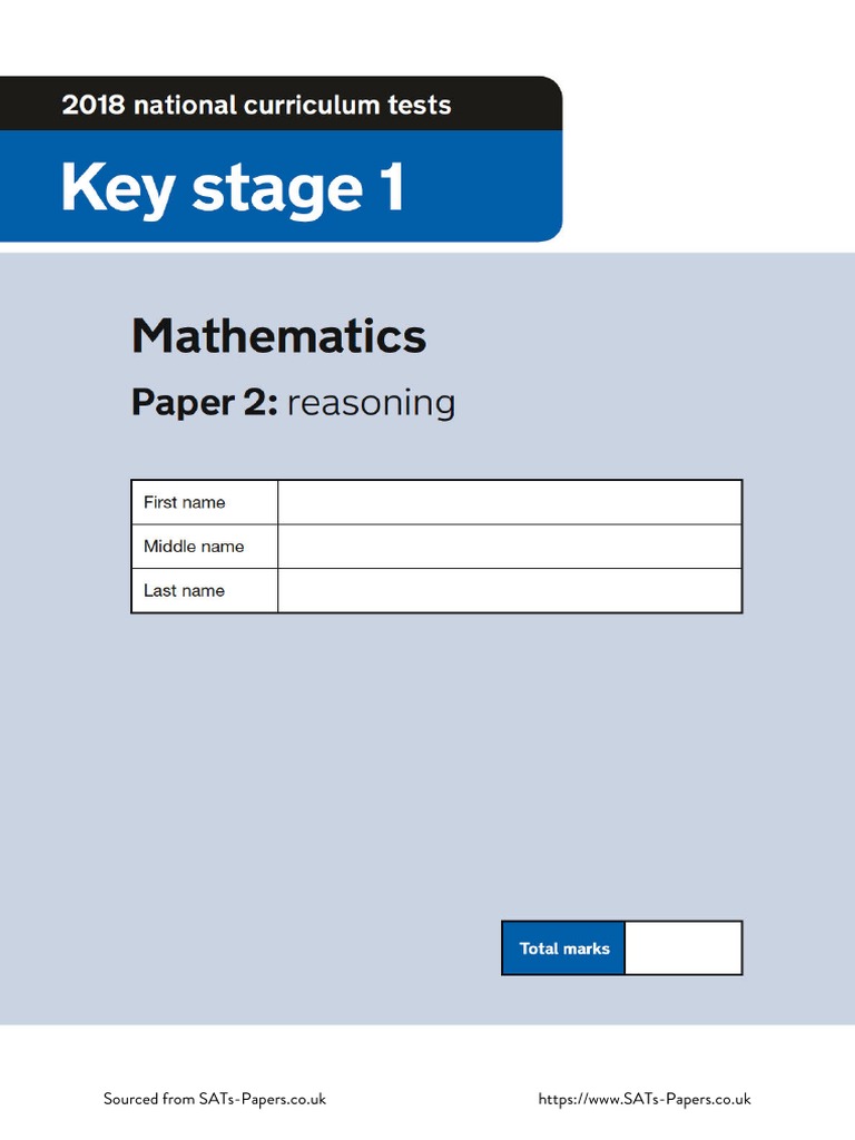 ks1 Mathematics 2018 Paper 2 | PDF