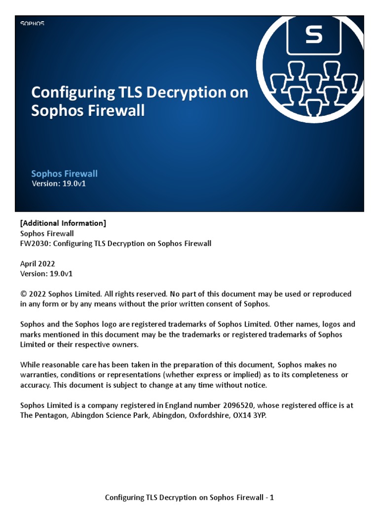 FW2030 19.0v1 Configuring TLS Decryption On Sophos Firewall | PDF ... FW2030 19.0v1 Configuring TLS Decryption On Sophos Firewall | PDF ...