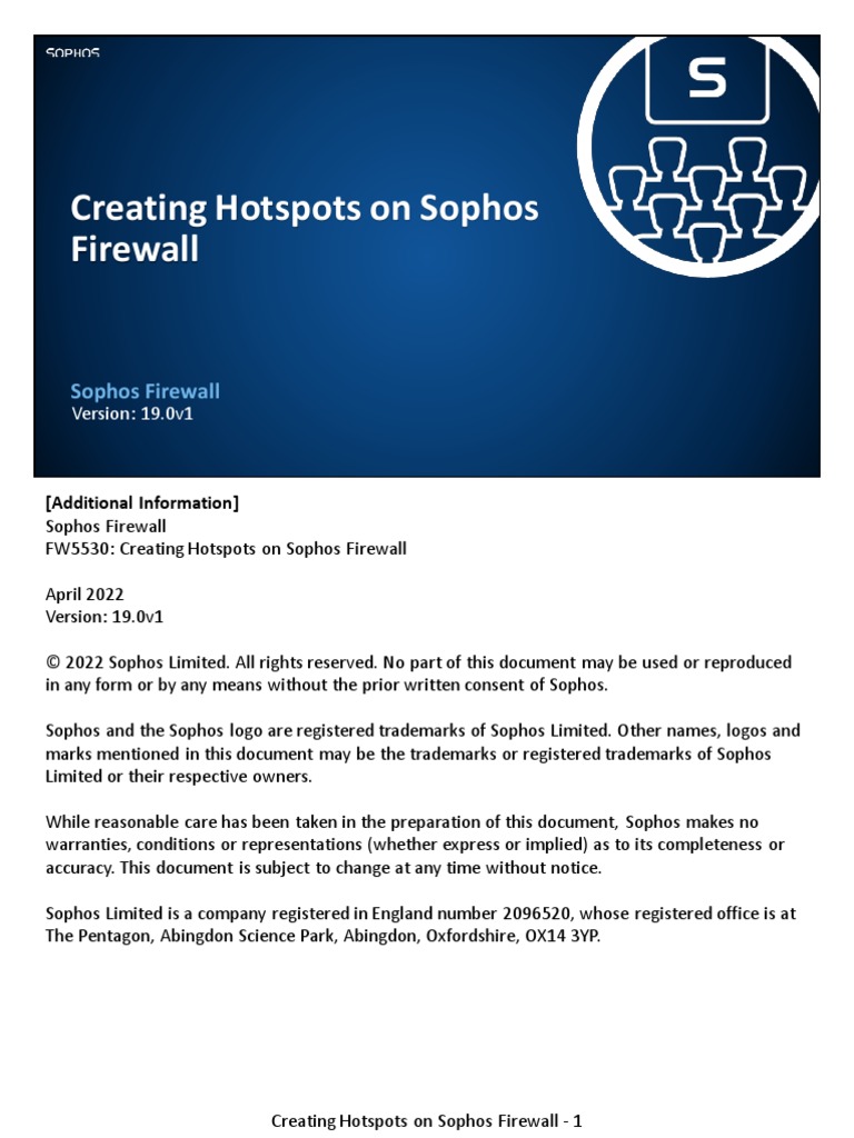 FW5530 19.0v1 Creating Hotspots On Sophos Firewall PDF | PDF | Computer Network | Password